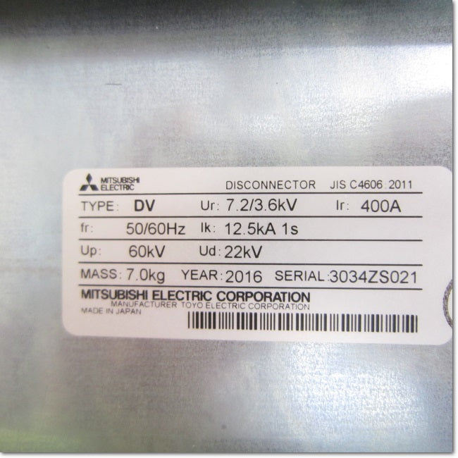 Japan (A)Unused Sale,DV(B-B)400A 7.2/3.6kV 400A 高圧・特別高圧交流断路器 ,อะไหล่เครื่องจักร,Machine Parts ...