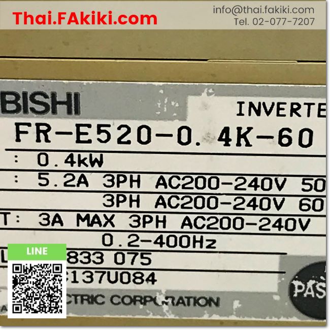 Junk, FR-E520-0.4K-60 3PH AC200V 0.4kw, Inverter, อินเวอร์เตอร์, MITSU ...