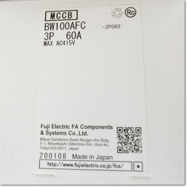 Japan (A)Unused,BW100AFC,3P 60A オートブレーカ ,อะไหล่เครื่องจักร,Machine ...