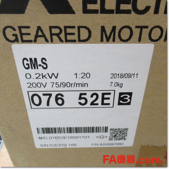 Japan (A)Unused,GM-S 0.2kW 三相200V 4P 減速比1/20 ギヤードモータ キー溝付き 脚取付 ,อะไหล่ ...