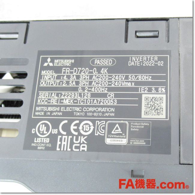 Japan (A)Unused Sale,FR-D720-0.4K インバータ 三相200V,อะไหล่เครื่องจักร ...