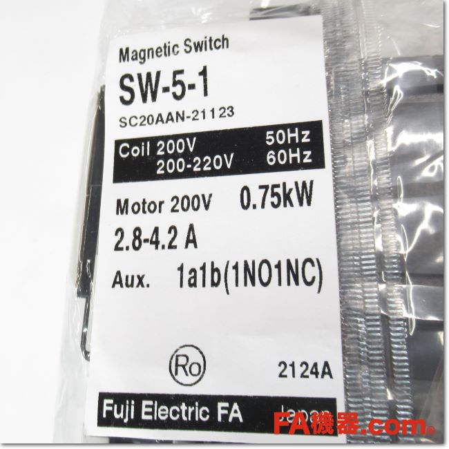 Japan (A)Unused,SW-5-1 AC200V 2.8-4.2A 1a1b 電磁開閉器,อะไหล่เครื่องจักร ...