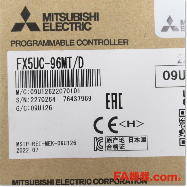 Japan (A)Unused,FX5UC-96MT/D CPUユニット DC入力 トランジスタ出力 DC24V, Machine spare ...