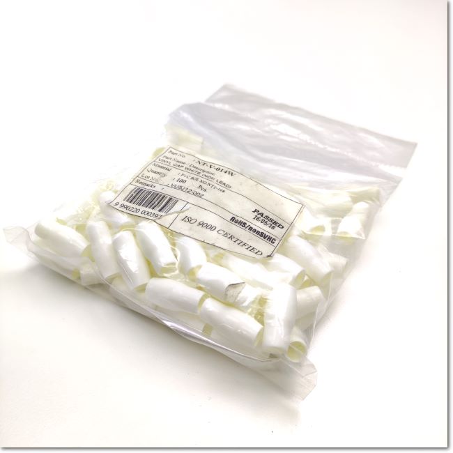 V-14 White fishtail cover specs 1 bag = 100 pcs. ,Bandex – Thai.FAkiki.com