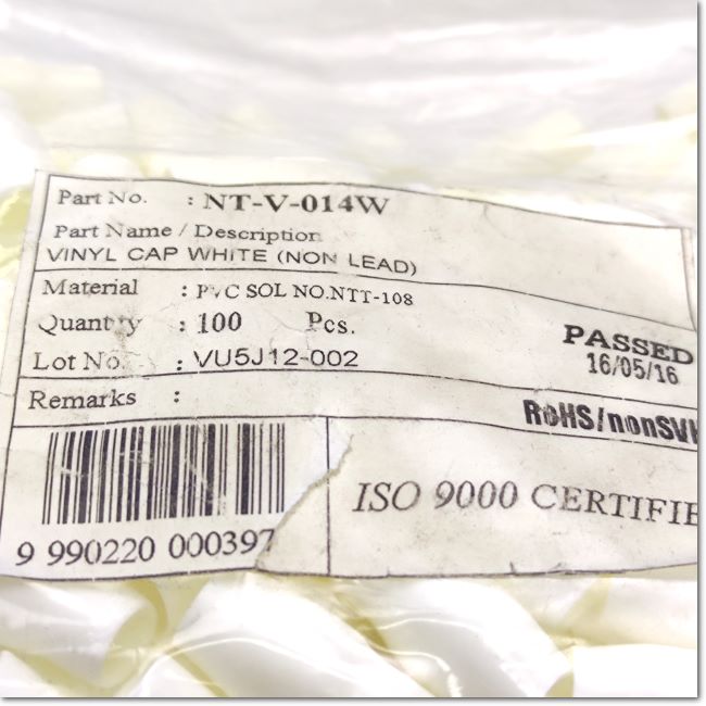 V-14 White fishtail cover specs 1 bag = 100 pcs. ,Bandex – Thai.FAkiki.com